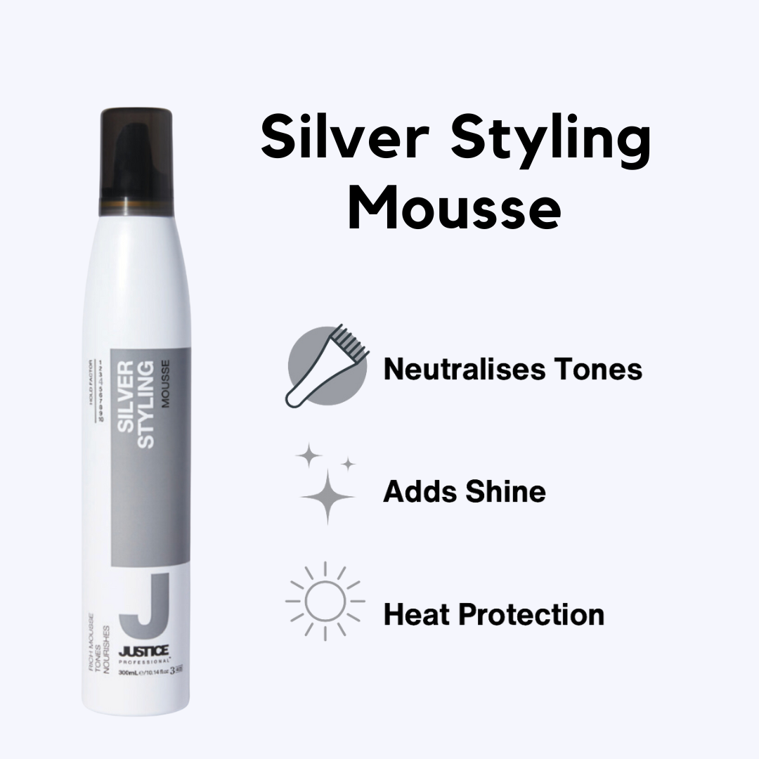 Silver Styling Mousse - 300ml | JUSTICE Haircare AU & NZ